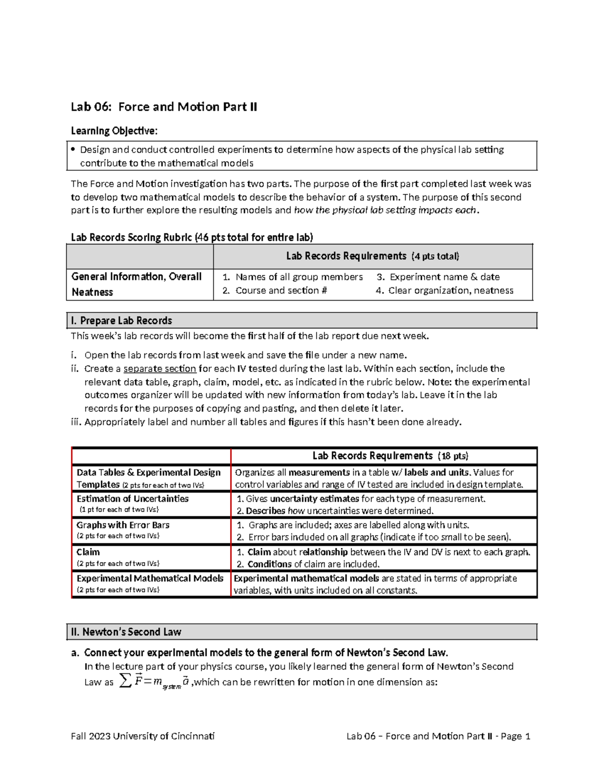 Lab 06 - Force and Motion Part II - FS23 - Lab 06: Force and Motion Part II Learning Objective ...
