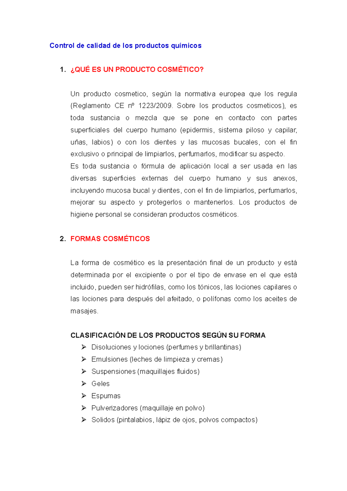 Control de calidad de los productos químicos - Control de calidad de ...