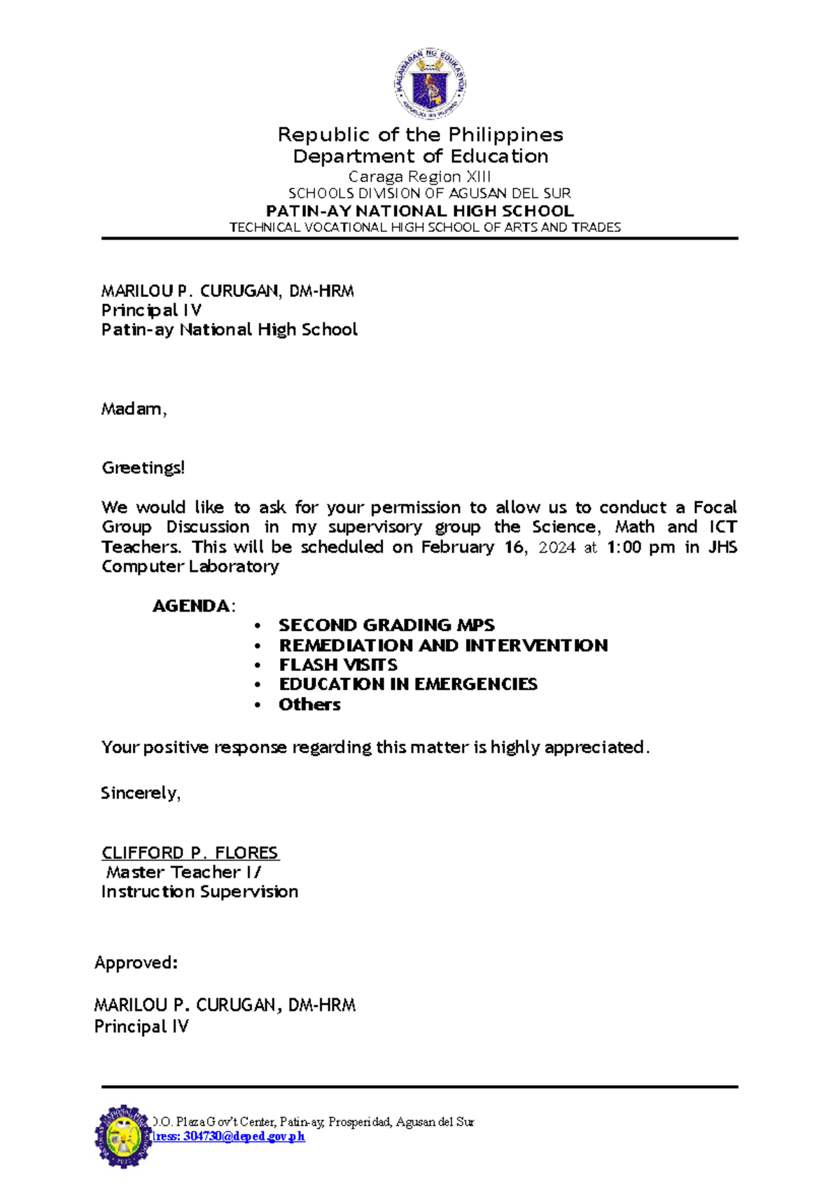 Letter for 3rd fgd for template - Republic of the Philippines ...