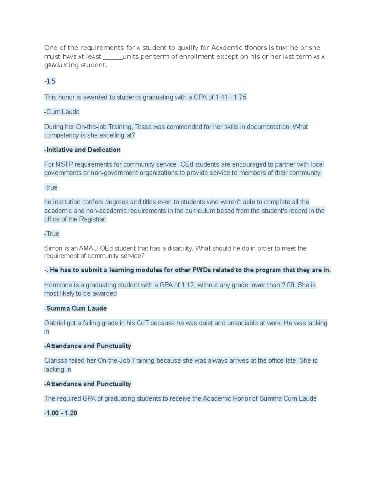 3thdocx - asdasdasdas - One of the requirements for A student to ...