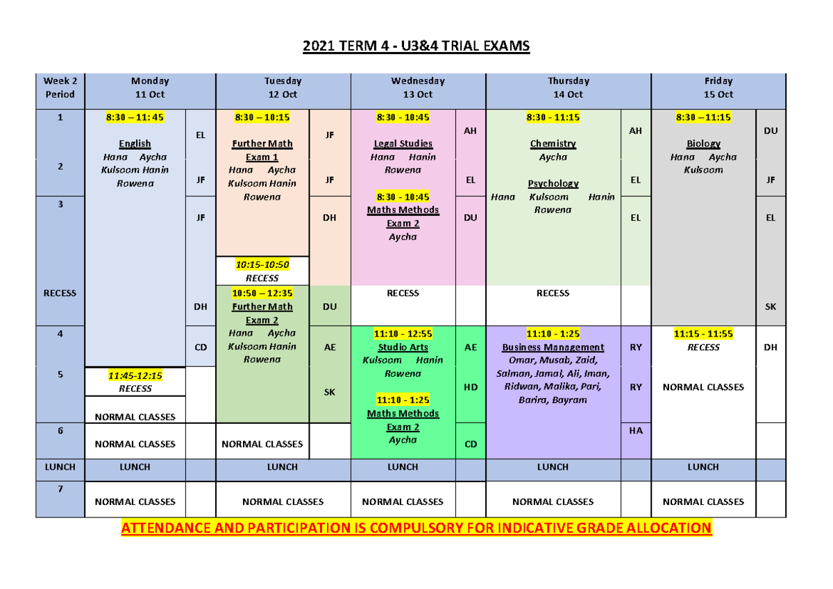 2021 VCAA EXAM Timetable Vu21989 VU Studocu
