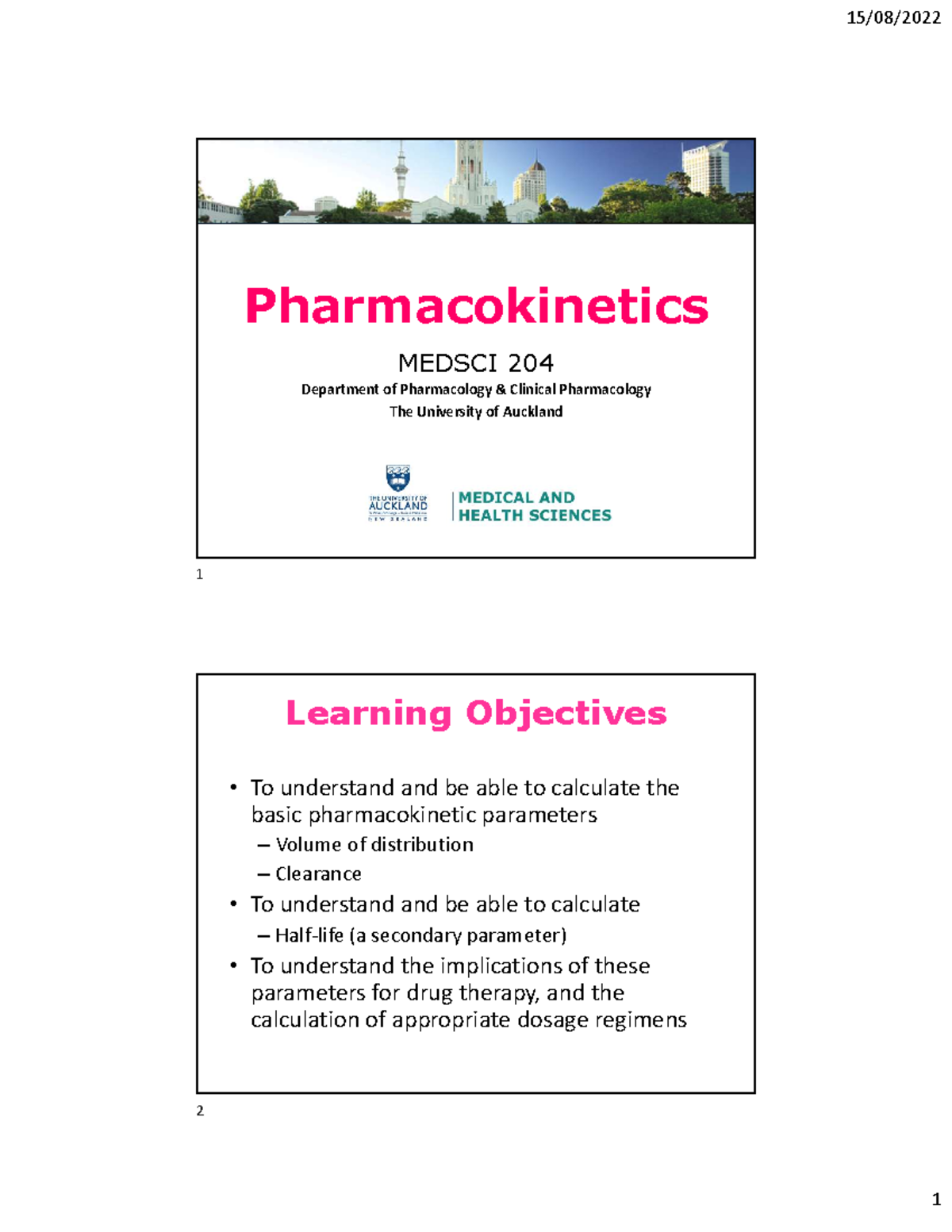 22 MS204 PK v2 - Pharmcokintetics - • •PharmacokineticsTo understand ...