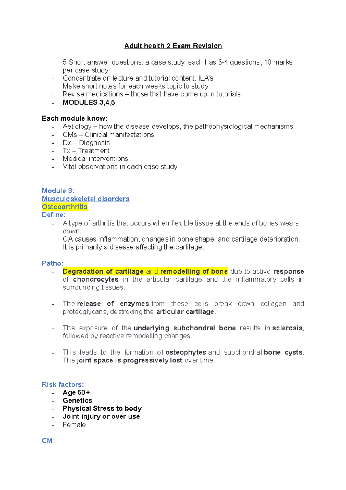 Adult health 2 Exam Revision - Adult health 2 Exam Revision 5 Short ...