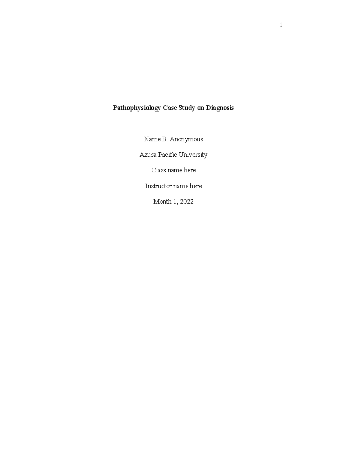 Patho Case Study template - spring 2022 - Phys001 - LASC - Studocu