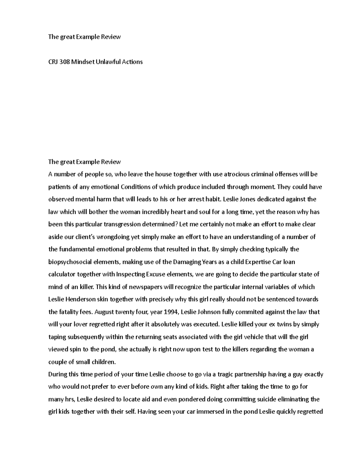 CRJ 308 Week 5-The Comprehensive Case Study Report Final Paper Capri 1 ...