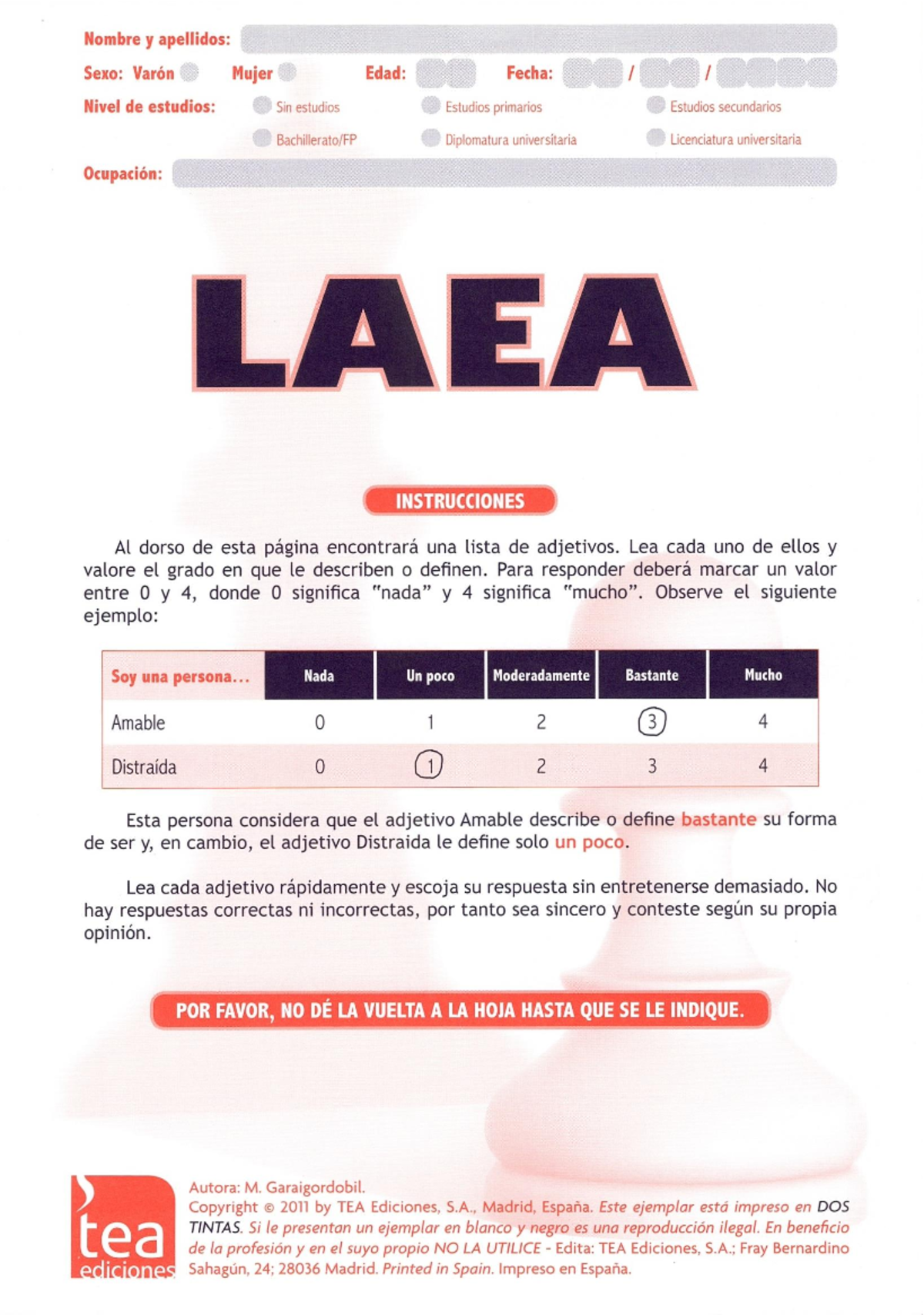 LAEA- Aplicacion - Documento - Psicologia - Studocu