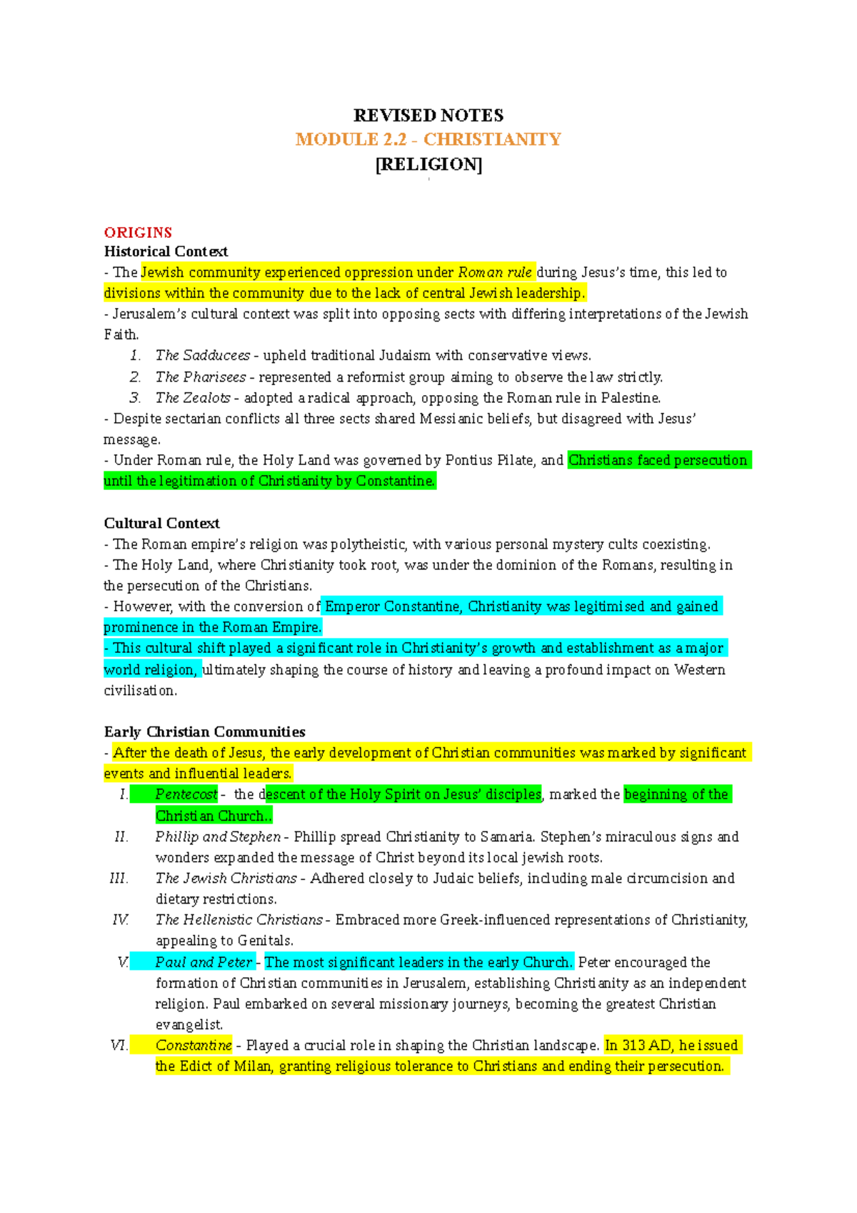 Christianity [Religion] - REVISED NOTES MODULE 2 - CHRISTIANITY ...