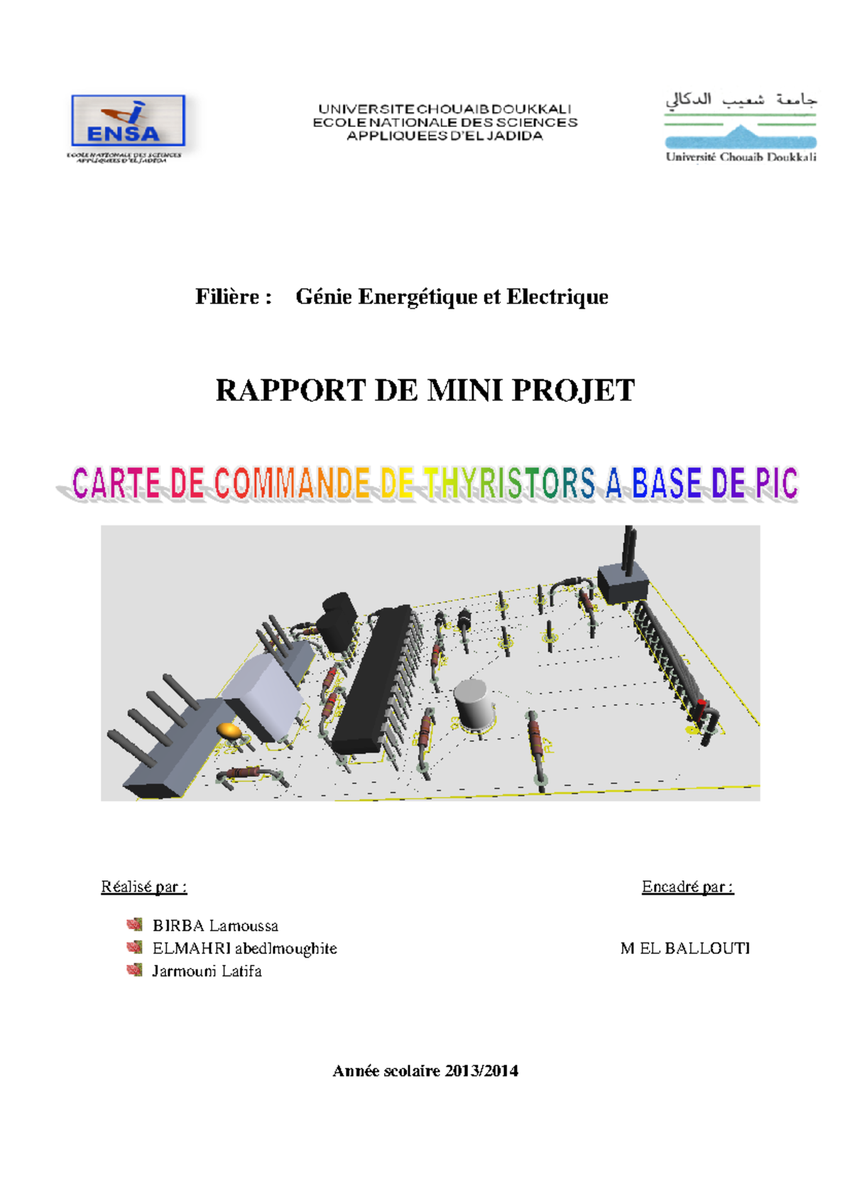 Toaz - aaaaaaaaaaaaaaaaaaaa - Filière : Génie Energétique et Electrique RAPPORT DE MINI PROJET ...