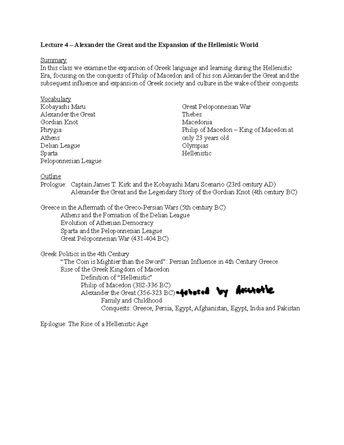 Lecture 04 - Alexander the Great copy - Lecture 4 – Alexander the Great ...