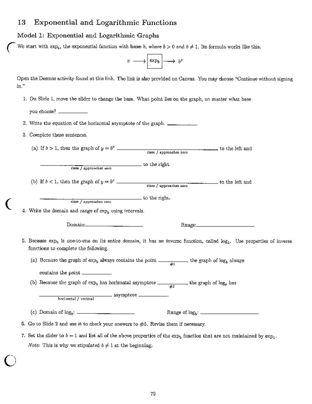 Activity 13 Exponential and Logarithmic Functions - 13 Exponential and ...