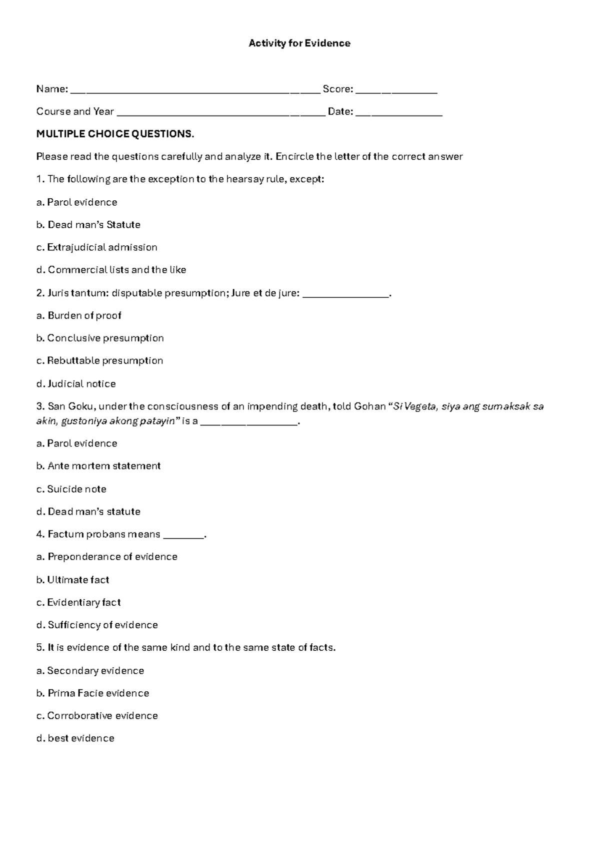 Activity-for-evidence - Activity for Evidence Name: - Studocu