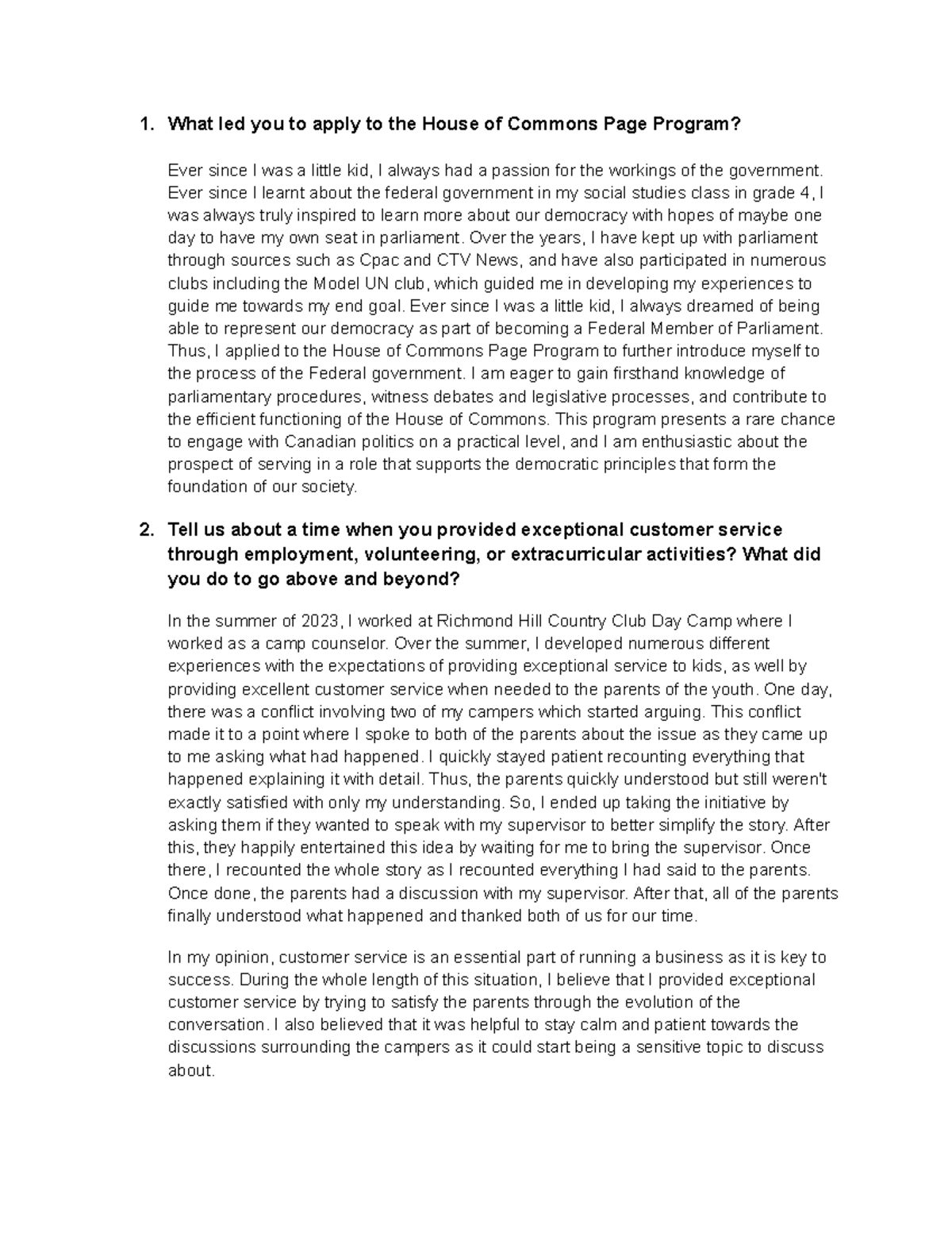 Untitled document - ggg - 1. What led you to apply to the House of ...