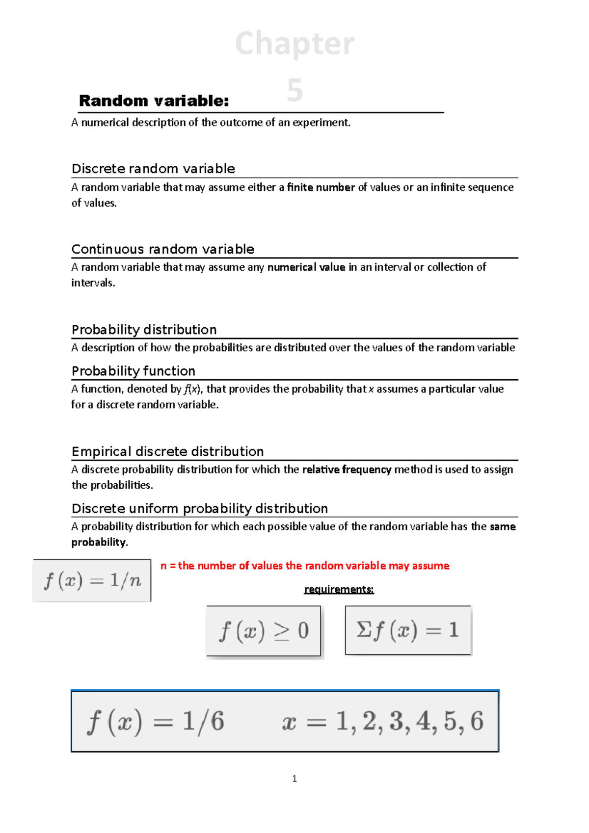 Chapter 5 STK 110 - Random variable: A numerical description of the ...