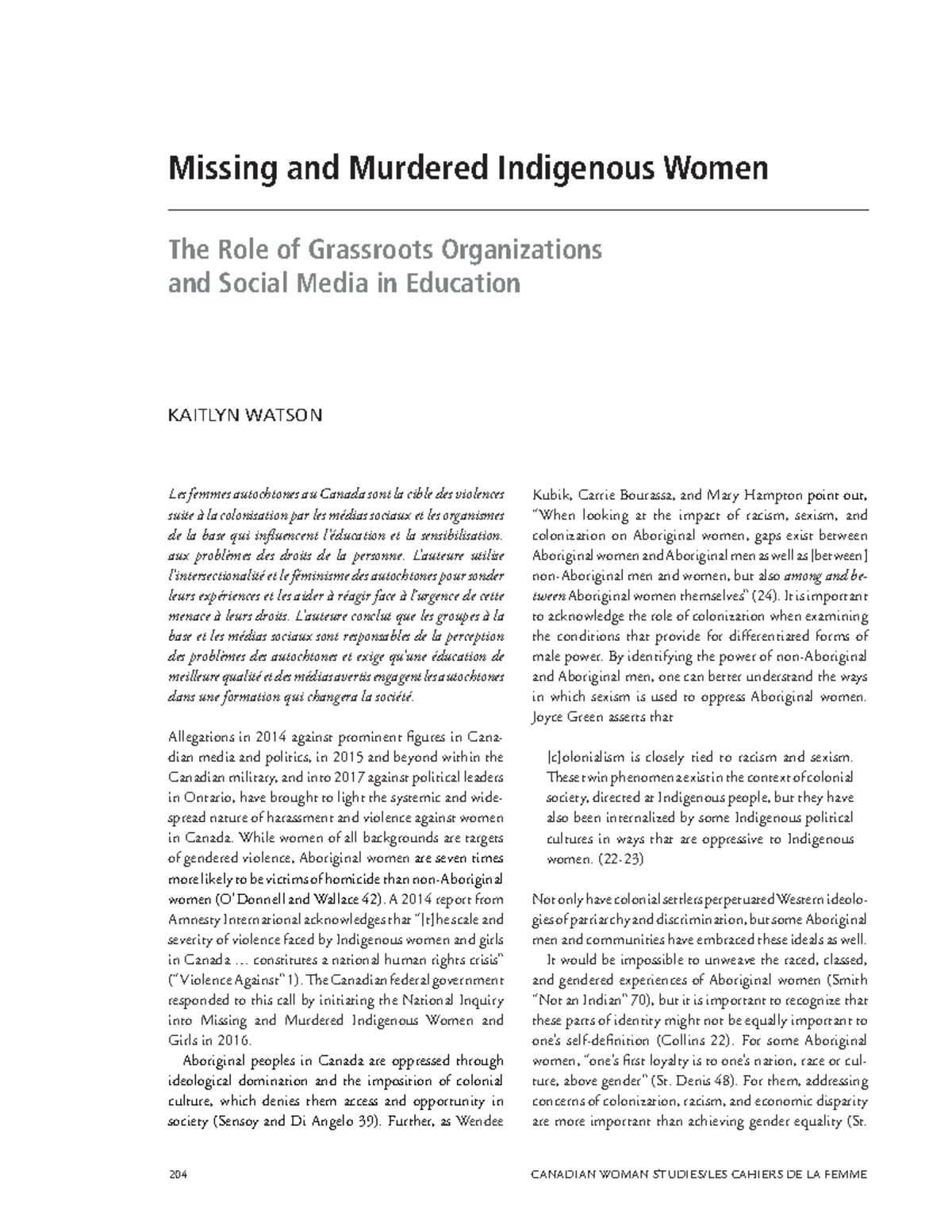 Missing and Murdered Indigenou - ARCH1005 - Memorial University - Studocu