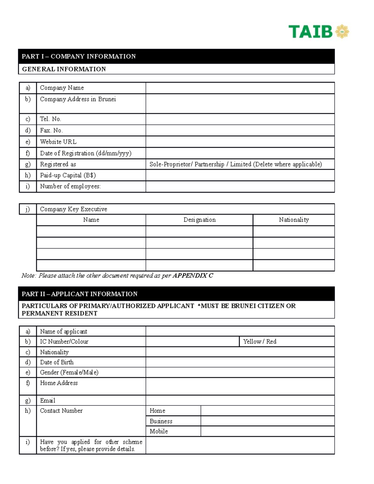Entrepreneurship Application Form - PART I – COMPANY INFORMATION ...