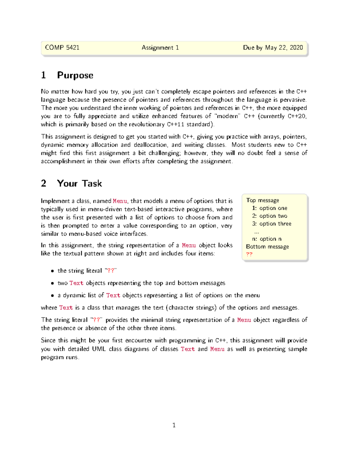Assignment 1 - The more you understand the inner working of pointers ...