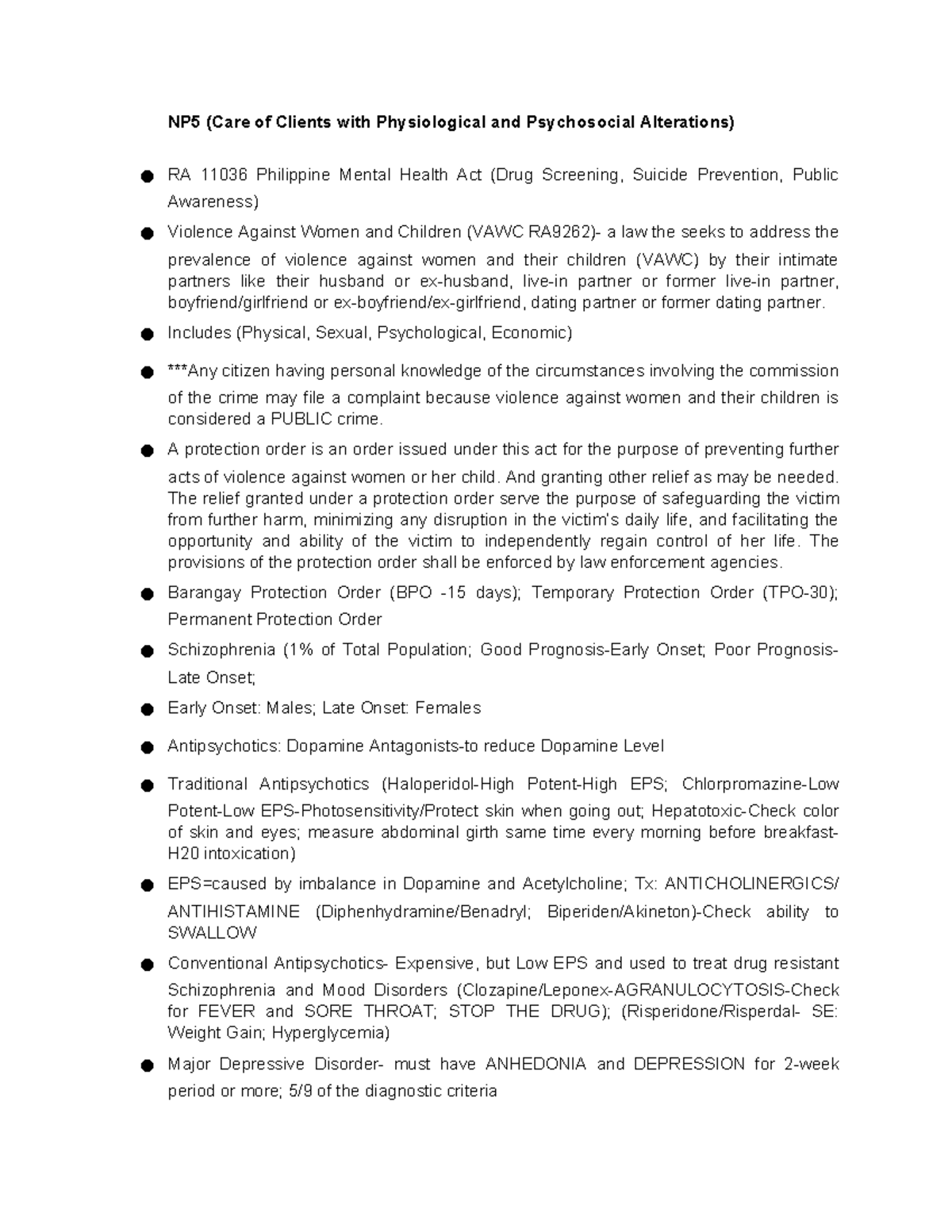 NP5 Bullets - The gift - NP5 (Care of Clients with Physiological and ...