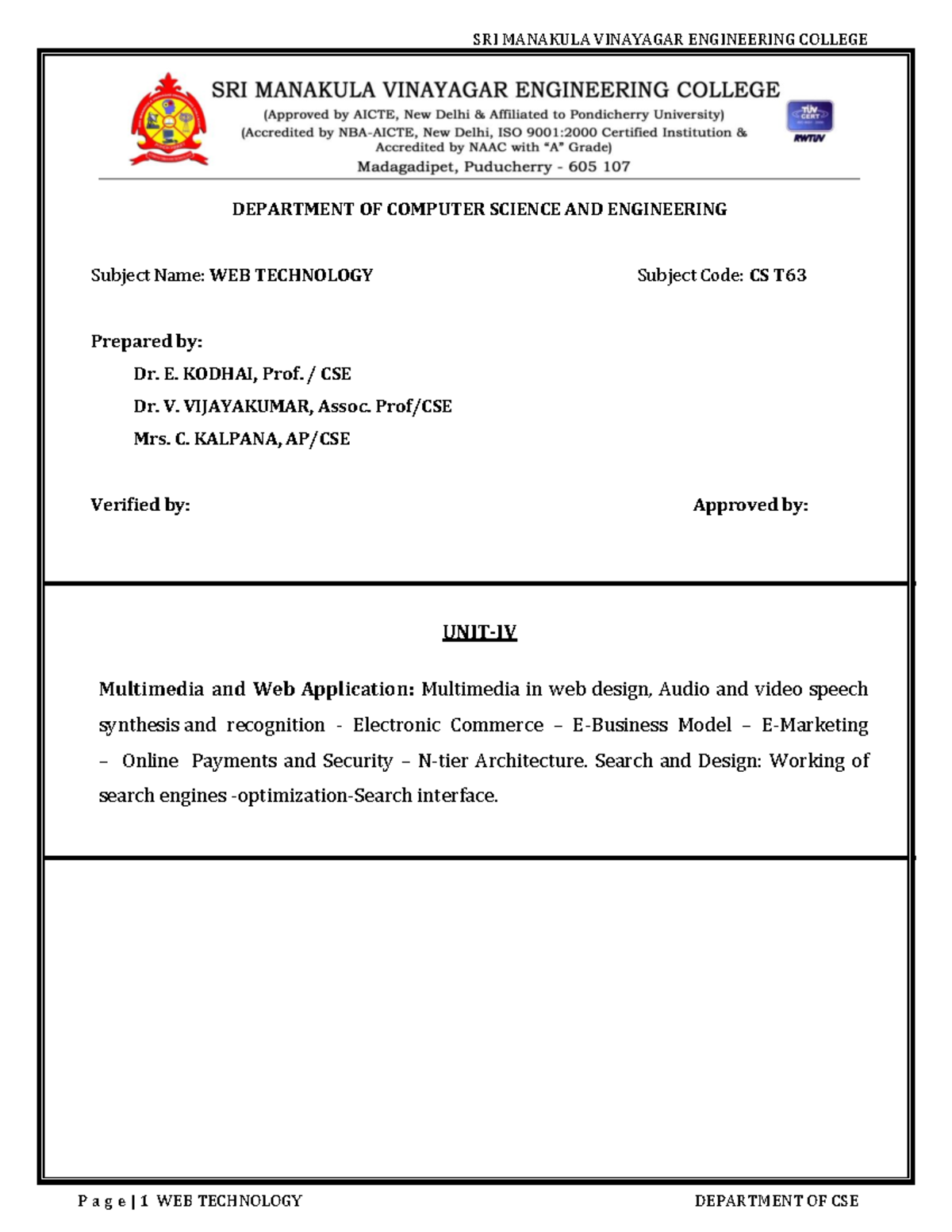 Unit Iv Web Technologies Lecture Notes Department Of Computer Science And Engineering