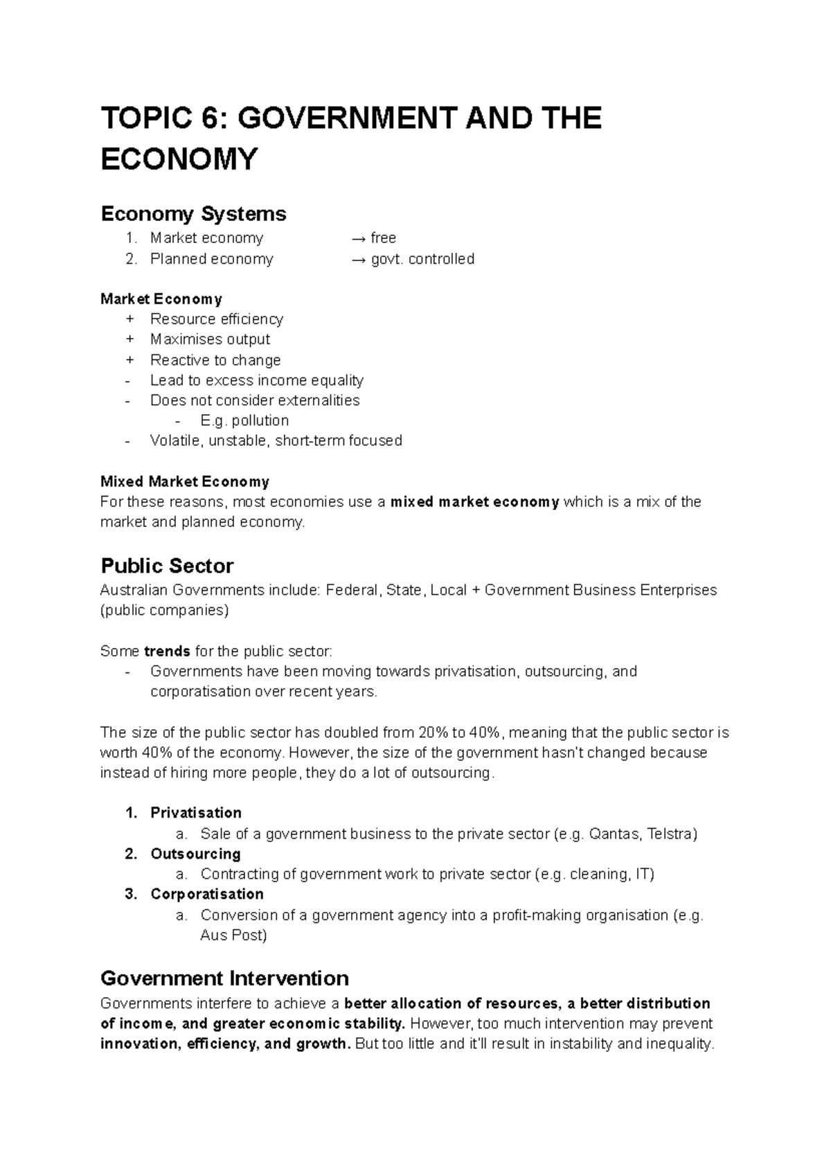 Topic 6 Government AND THE Economy - TOPIC 6: GOVERNMENT AND THE ...