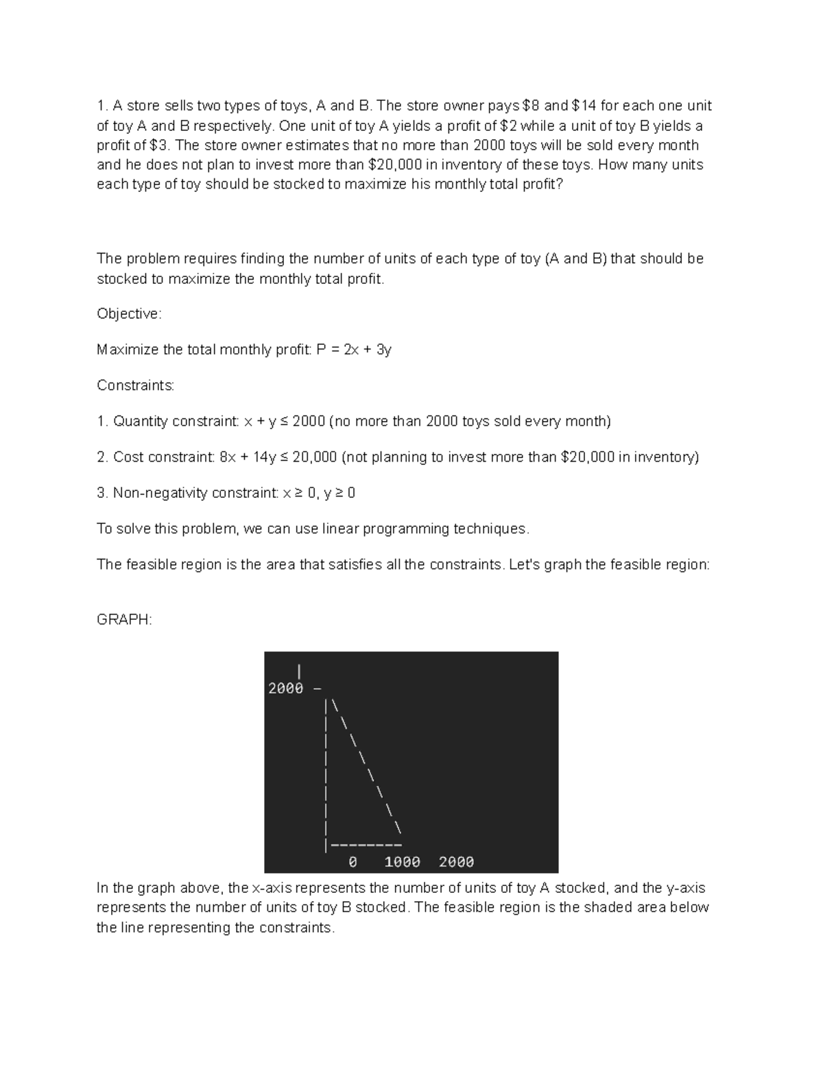 Linear Programming- Seatwork - Mansci - A store sells two types of toys ...