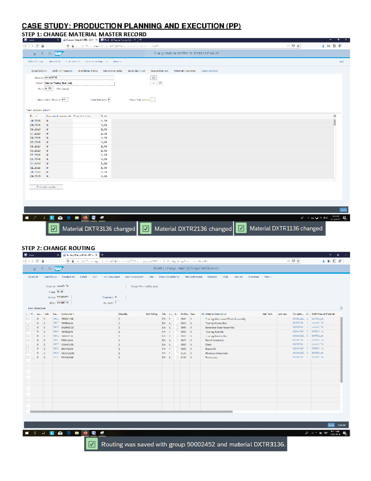 Pdfcoffee.com case-study-production-planning-pdf-free - STEP 1: CHANGE MATERIAL MASTER RECORD ...
