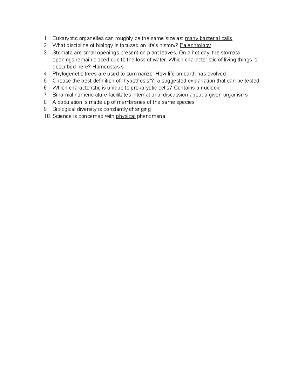 Intro to Bio study plan - Was written during the summer semester of ...