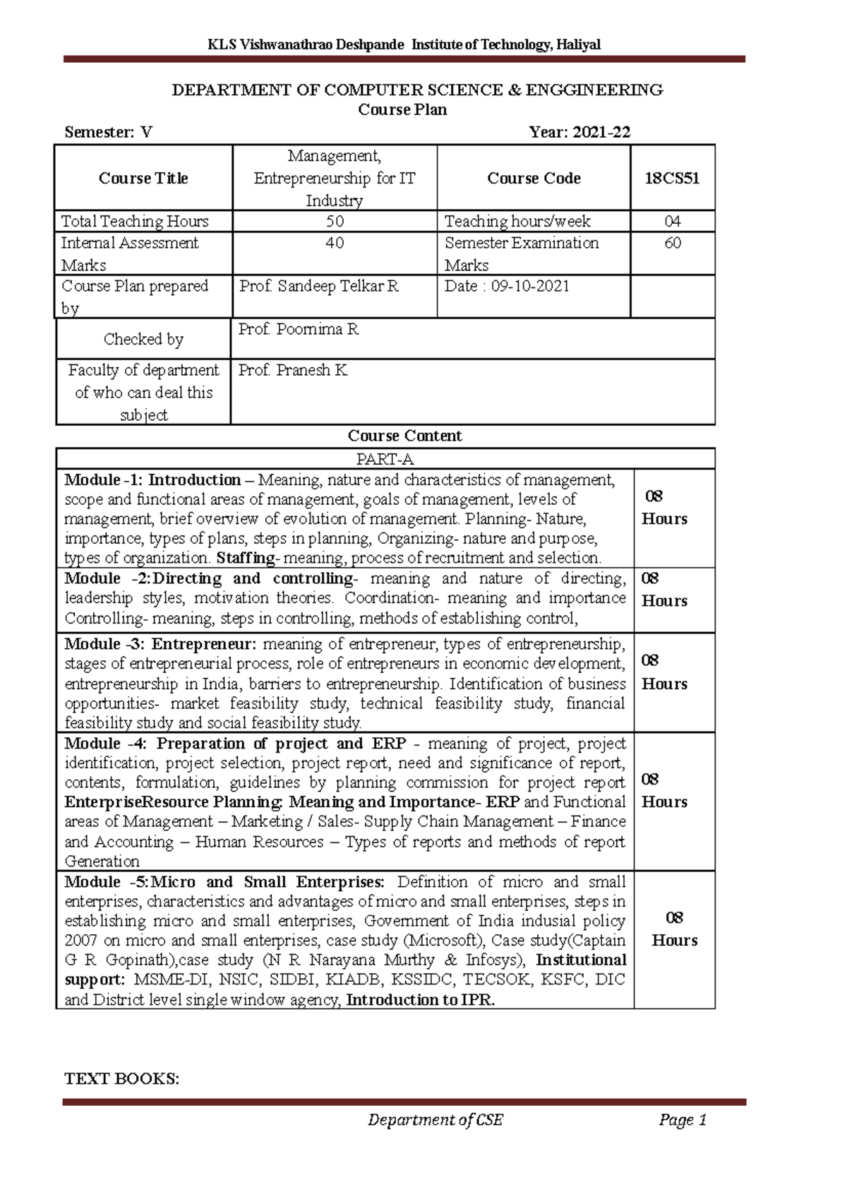 ME Course Plan New Format - DEPARTMENT OF COMPUTER SCIENCE ...