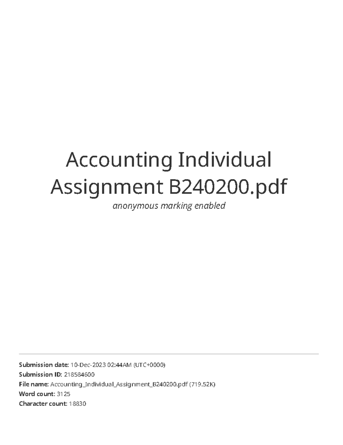 Accounting Individual Assignment B240200 - Accounting Individual ...