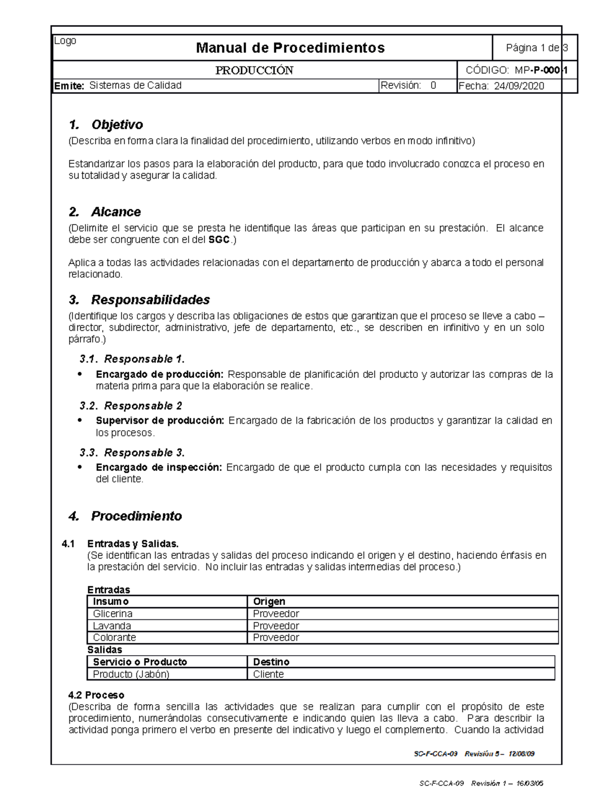 Formato de procedimiento - ejemplo - Logo Manual de Procedimientos ...