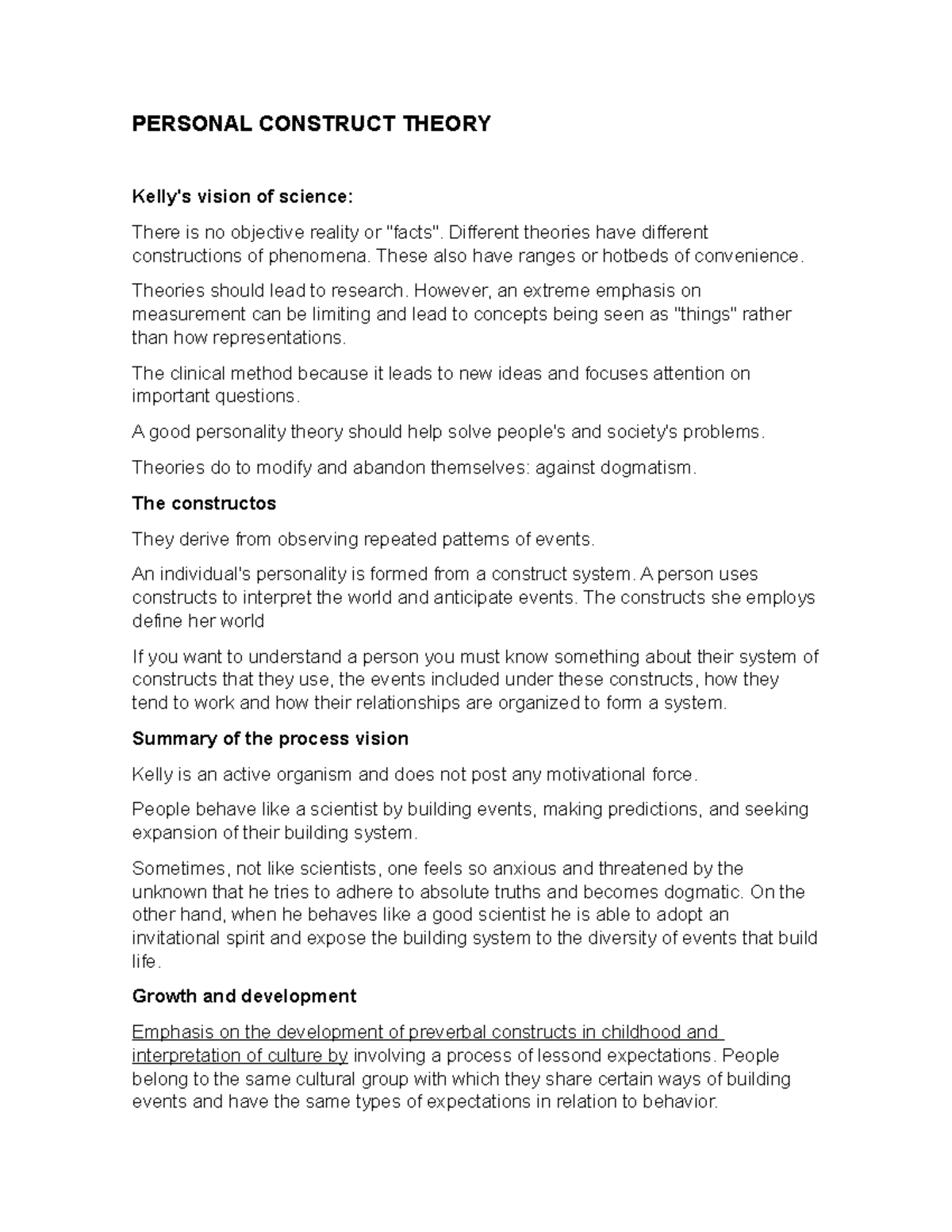 Personal construct theory - PERSONAL CONSTRUCT THEORY vision of science ...