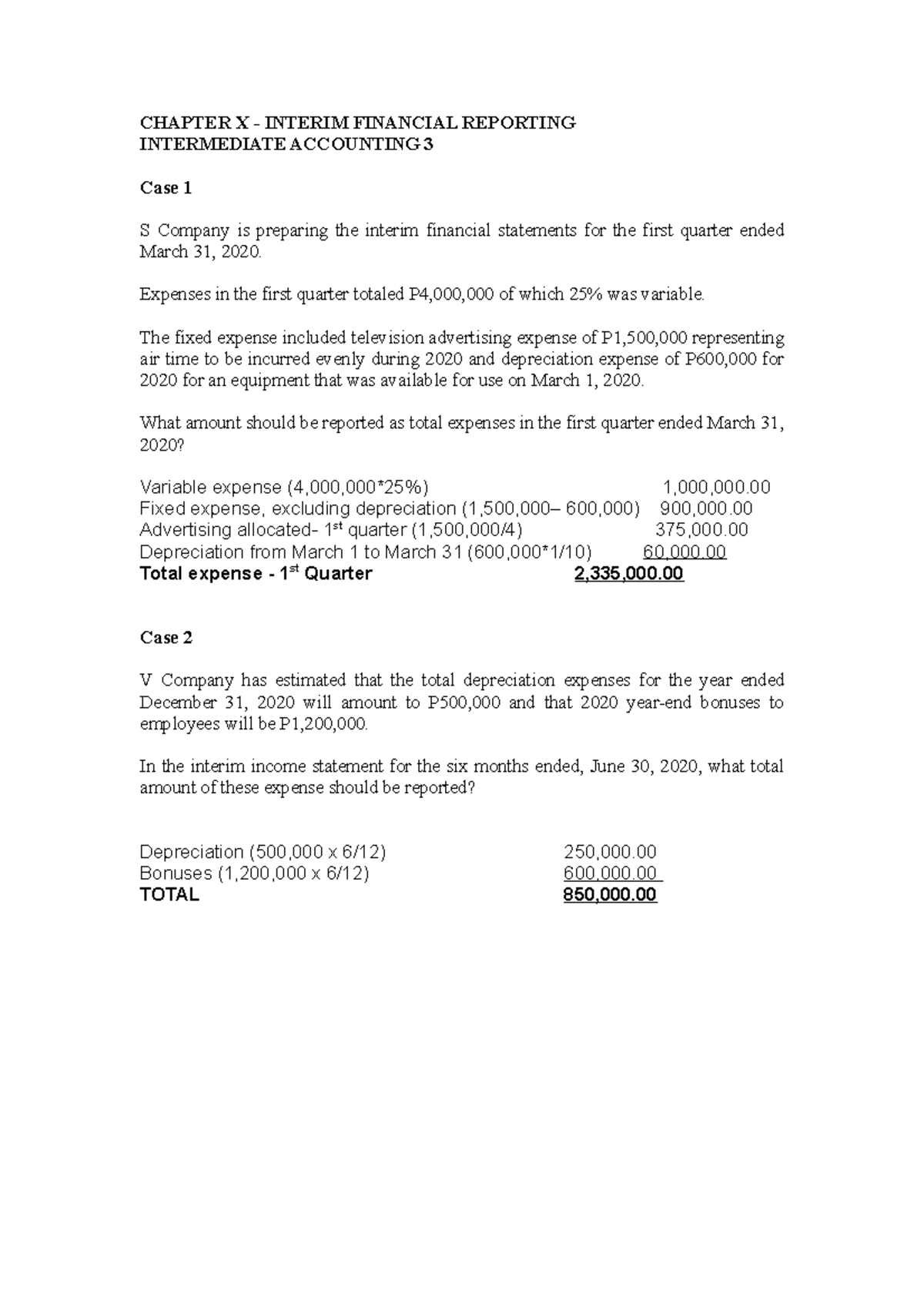 Interim Financial Reporting - CHAPTER X - INTERIM FINANCIAL REPORTING ...