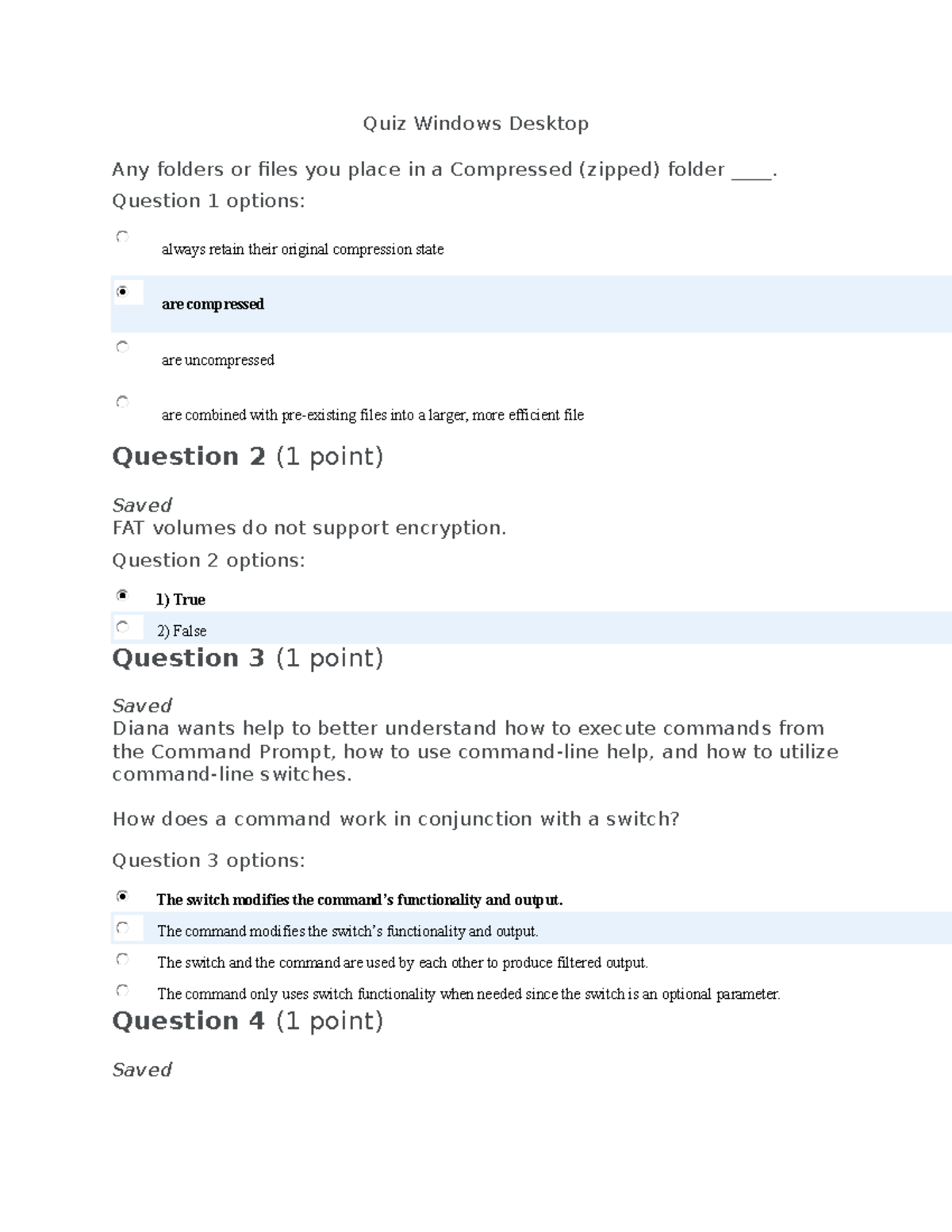 Quiz Windows Desktop - CST8202 - Quiz Windows Desktop Any folders or ...