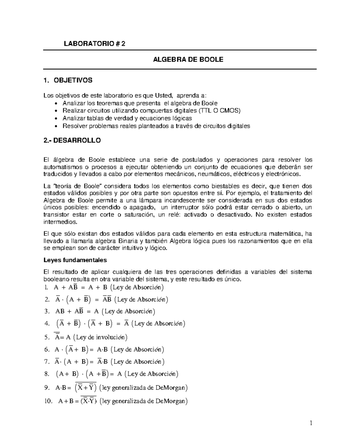 Clase Algebra de Boole - circuitos electrónicos - UPN - Studocu