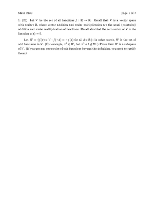 Math 2130 Practice Exam 1 - (10) Let A = 1 5 − 2 0 − 3 1 9 − 5 4 − 8 − ...