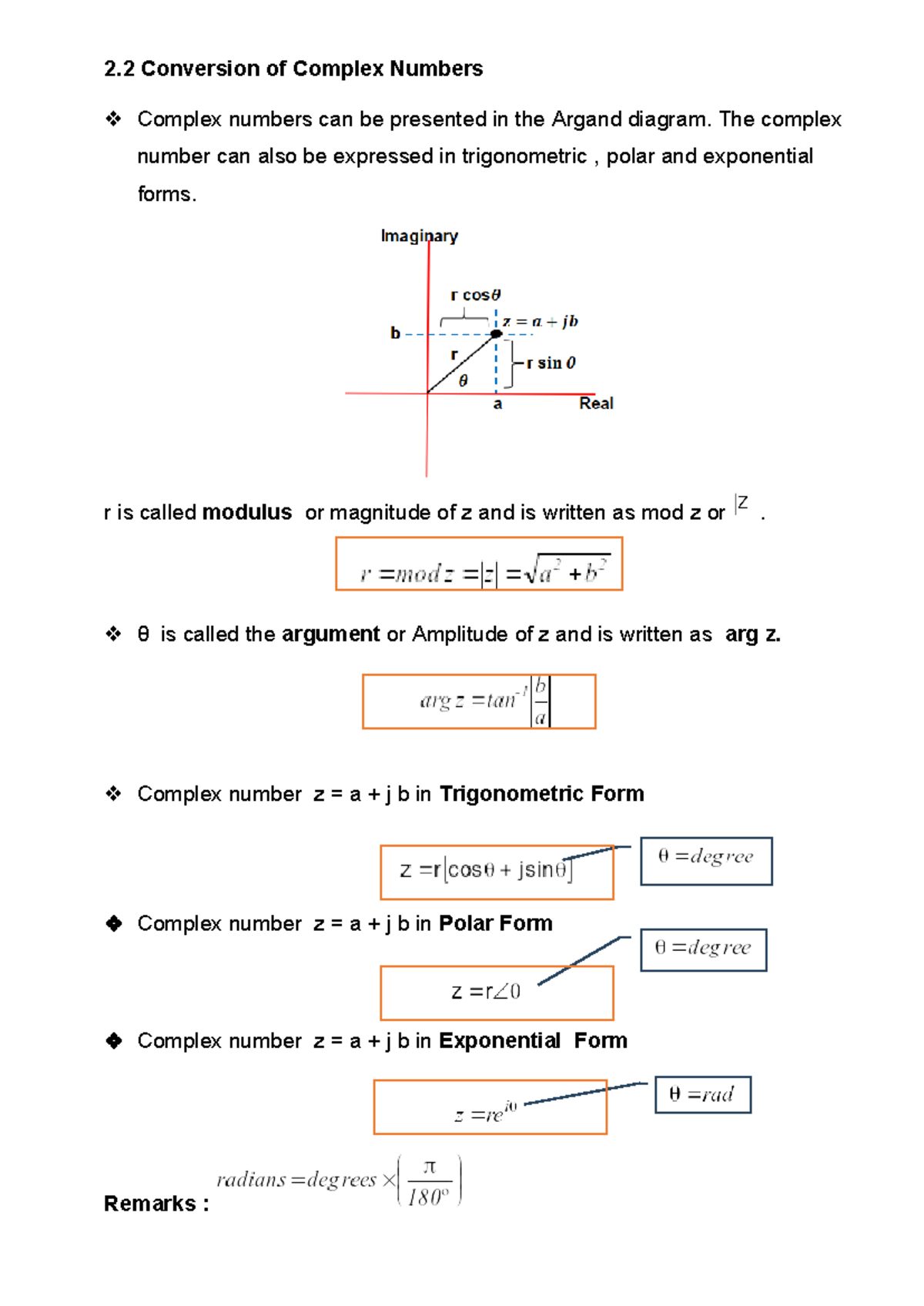 Chapter 2.2 Complex Numbers - 2 Conversion of Complex Numbers Complex numbers can be presented ...