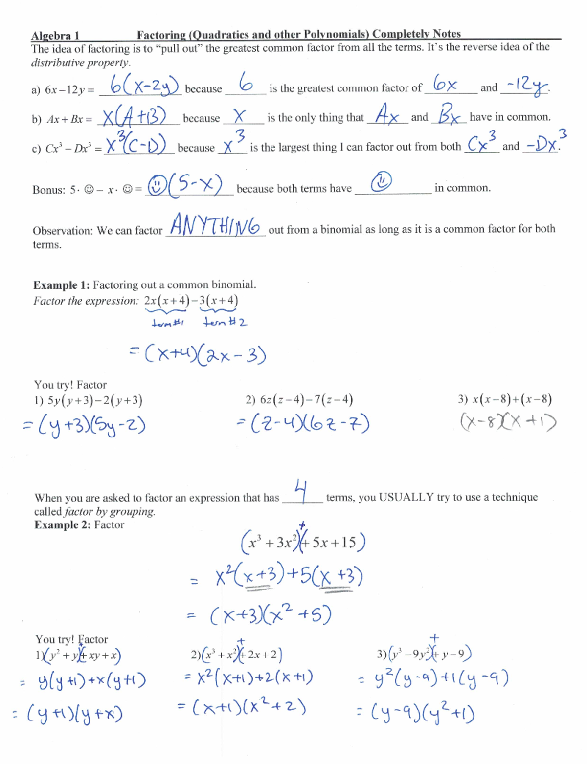 03-29-17. Factoring completely and grouping notes Completed - Studocu