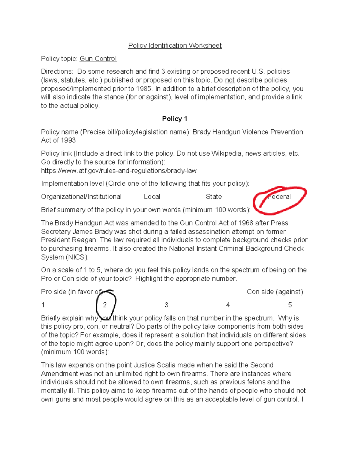 Policy Identification Worksheet Updated - Policy Identification ...