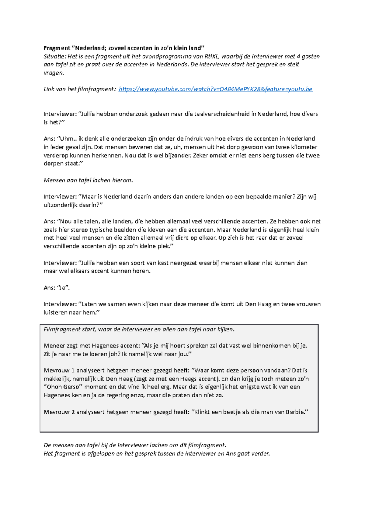 Opdracht uitwerking Filmfragment - Fragment ‘’Nederland; zoveel ...
