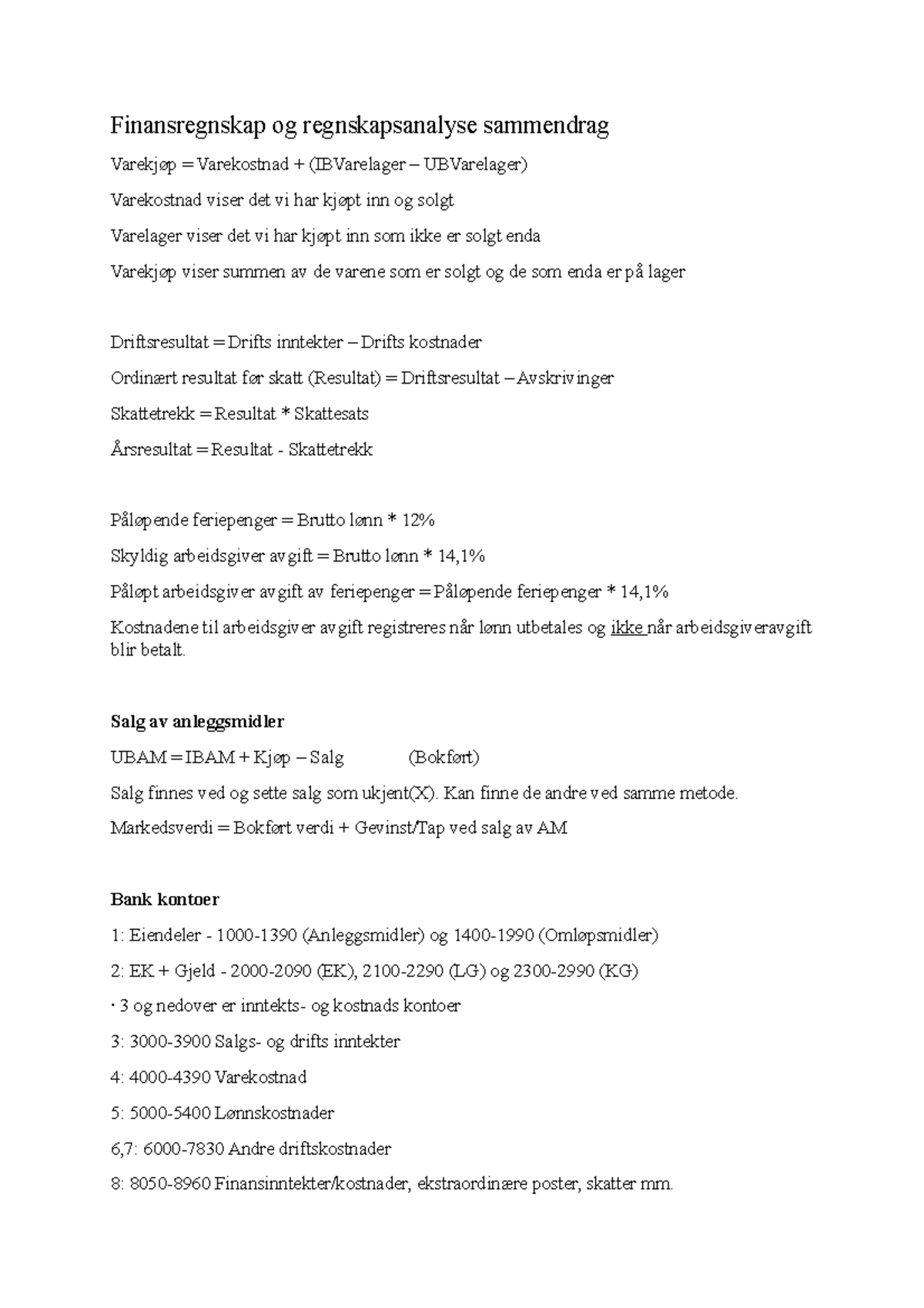 Finasregnskap og regnskapsanalyse sammendrag - Finansregnskap og ...