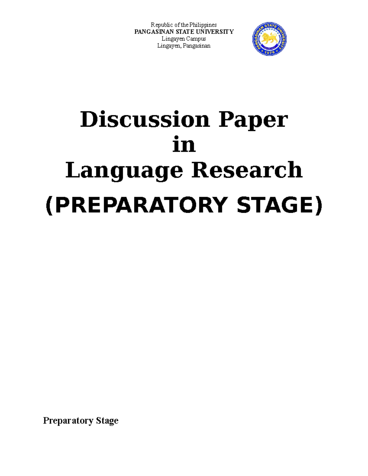 Preparatory Stage Language Research - Bachelor of Secondary Education ...