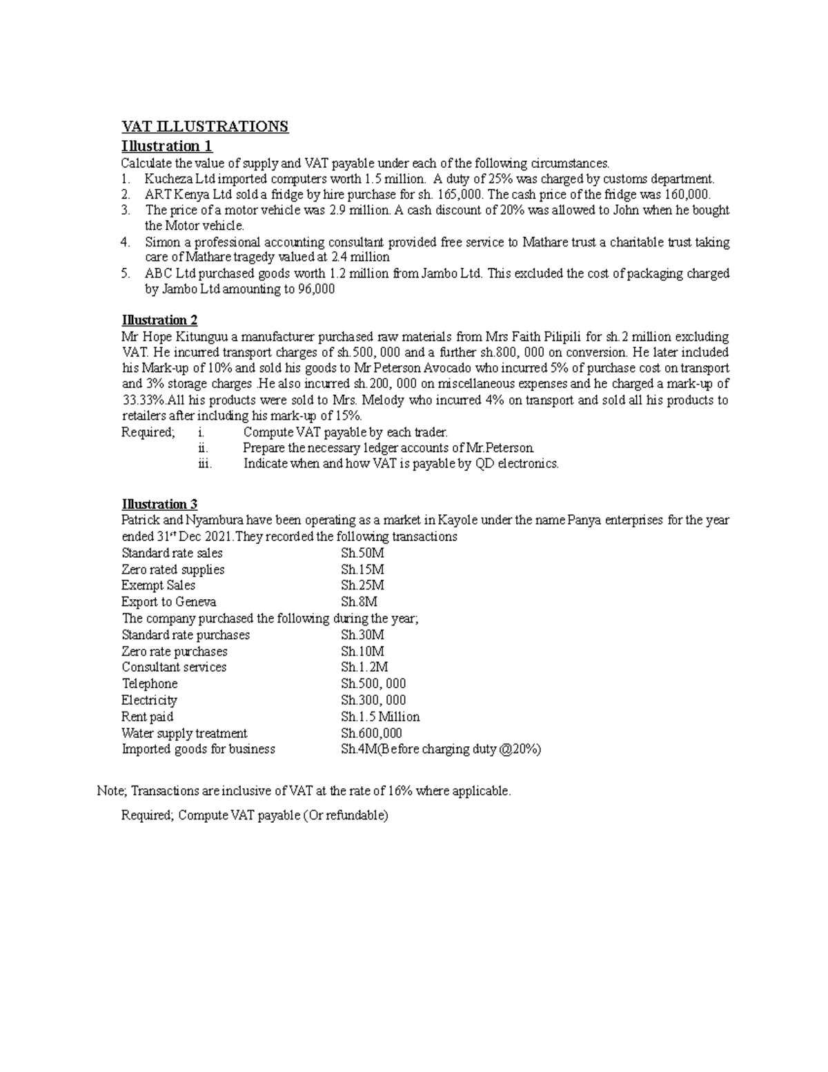 VAT Illustrations and some summary notes to take - VAT ILLUSTRATIONS ...