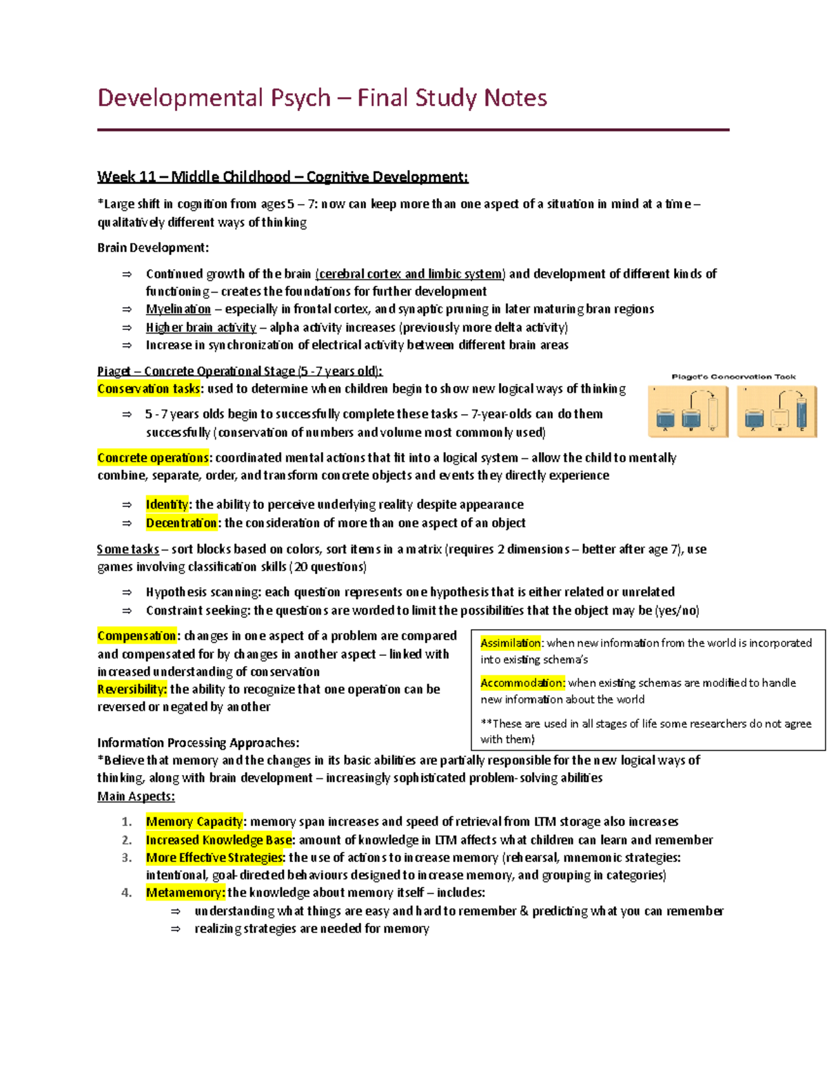 Developmental Psych - final exam notes - Developmental Psych – Final ...