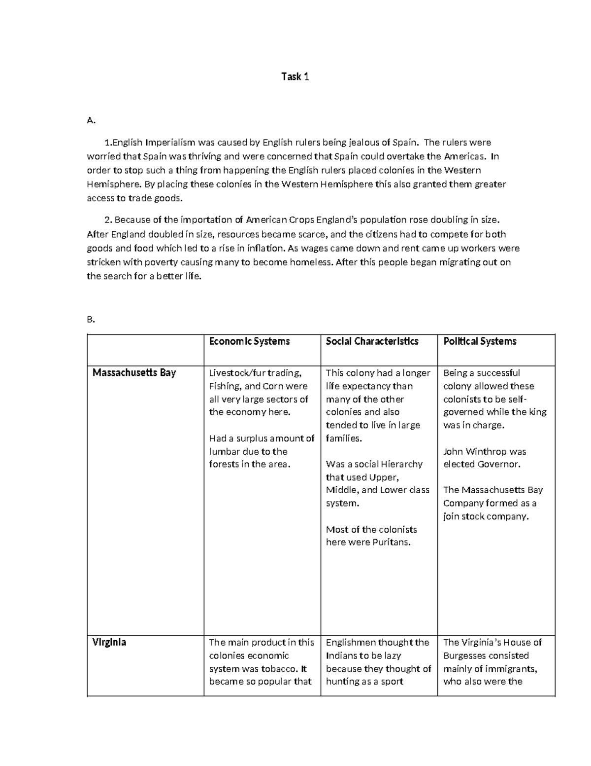 Survey of United States History task 1 - Task 1 A. 1 Imperialism was ...