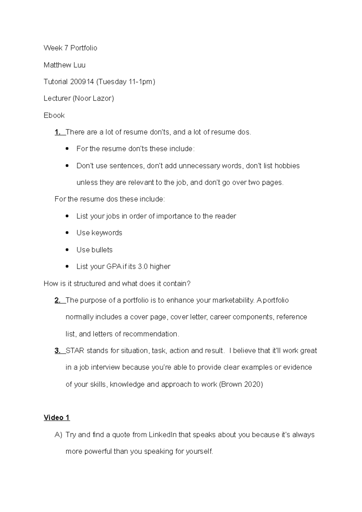 Week 7 Portfolio - Weekly homework - Week 7 Portfolio Matthew Luu ...