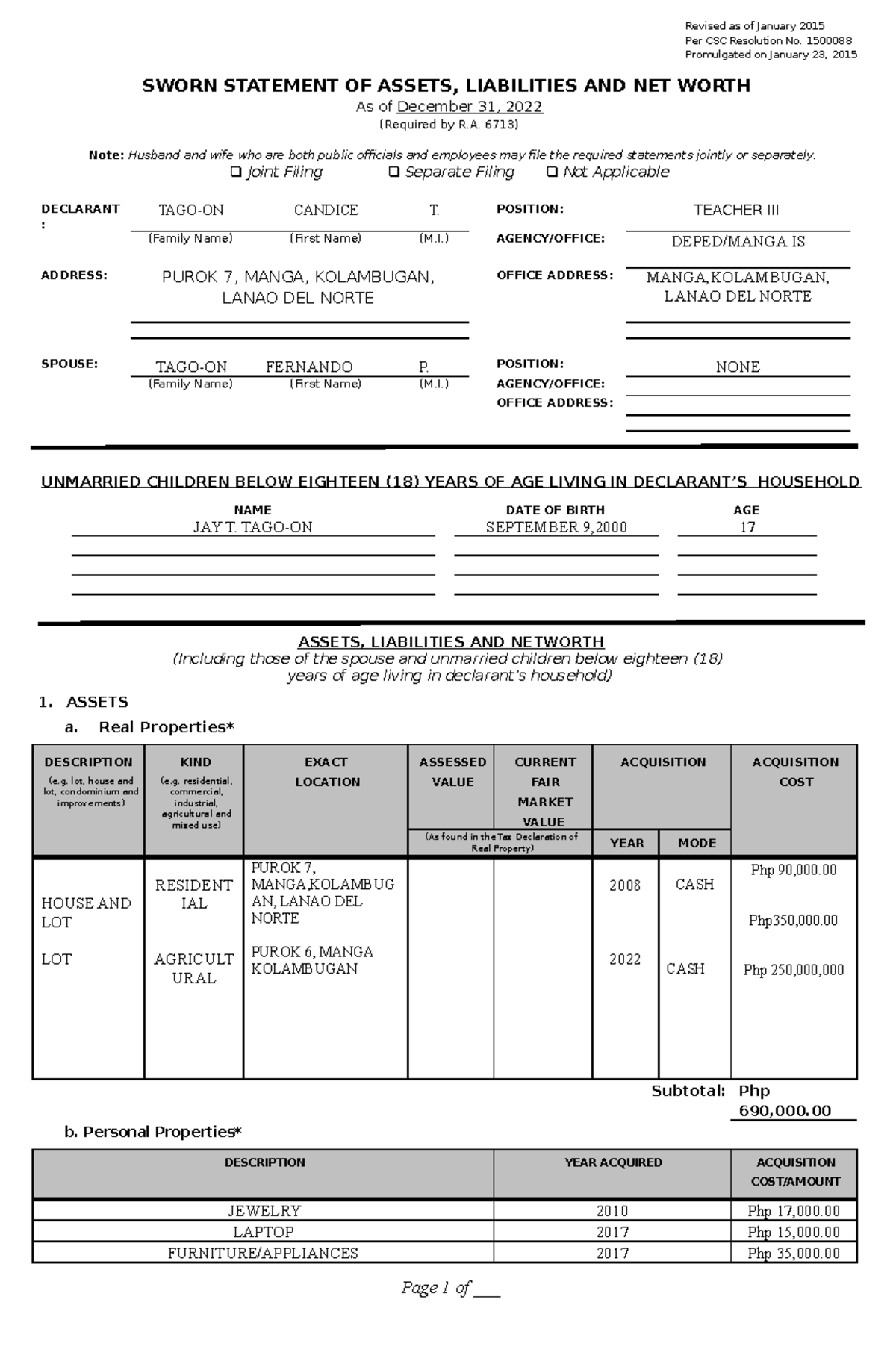 NEW-2018-SALN - this is it - Revised as of January 2015 Per CSC ...