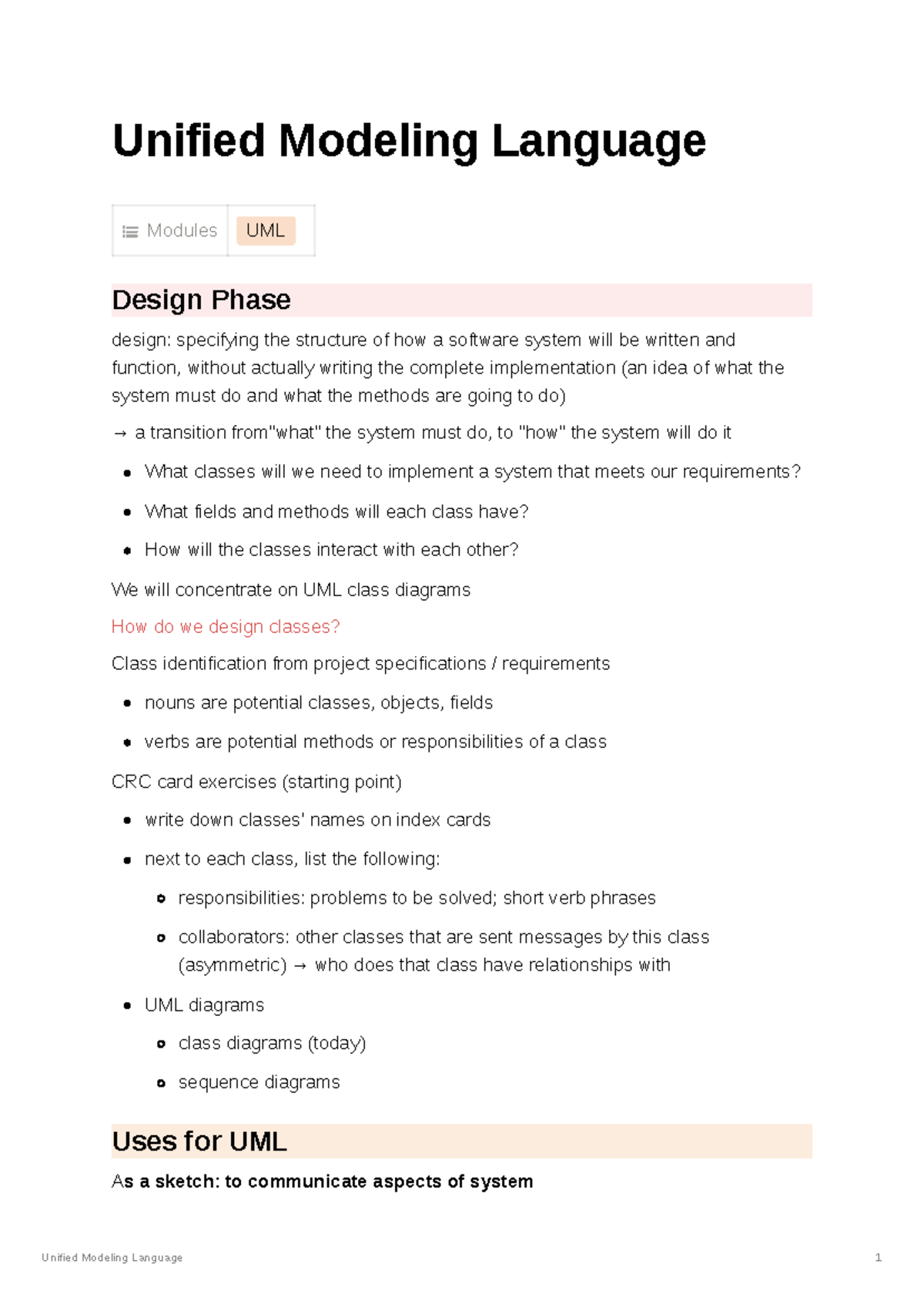 Unified Modeling Language - Unified Modeling Language Modules UML ...