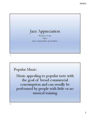 Jazz Appreciation Chpt. 8a+b slides - Part III: Modern Jazz Jazz ...