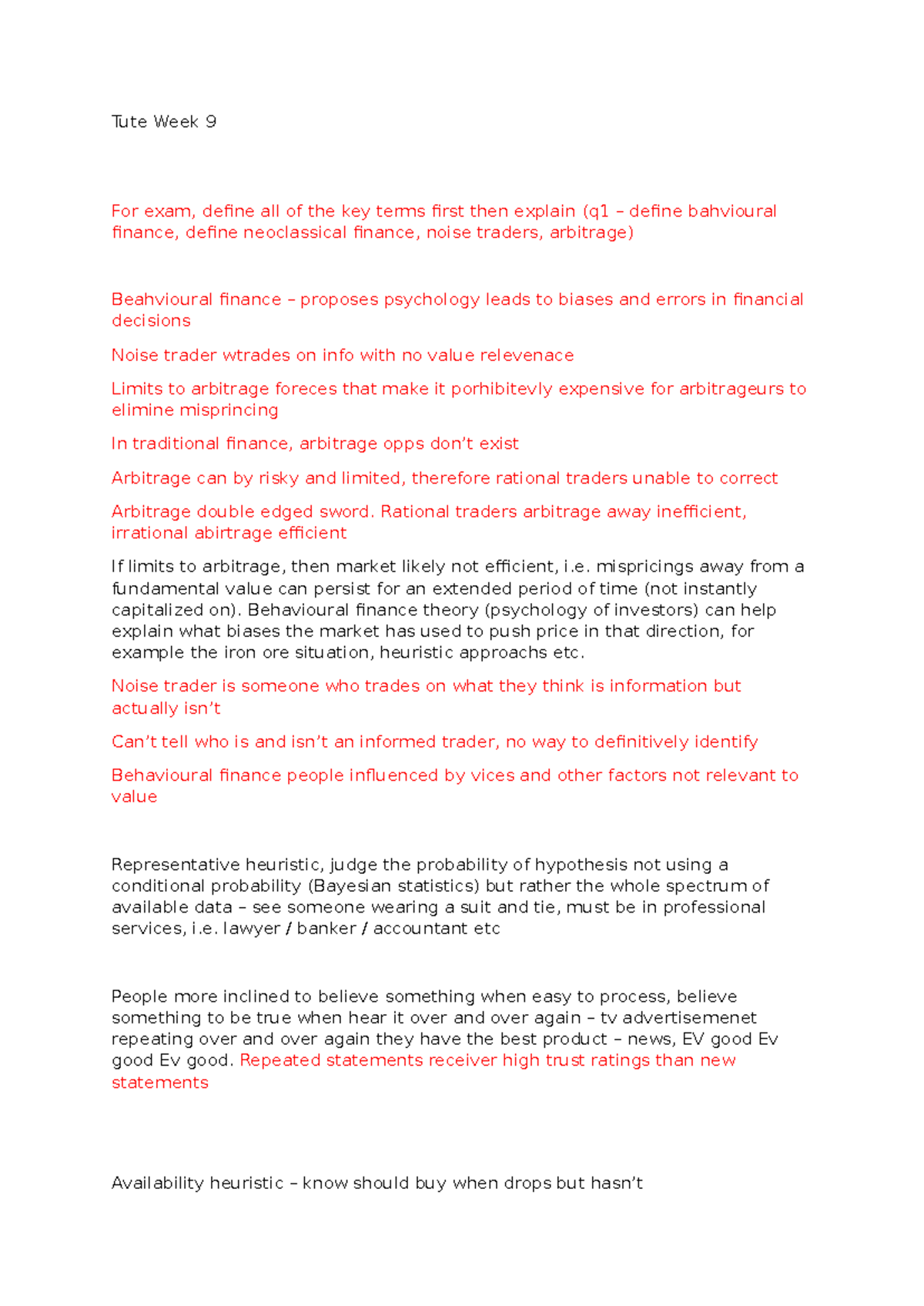 Tute Week 9 - Tute Week 9 For exam, define all of the key terms first ...