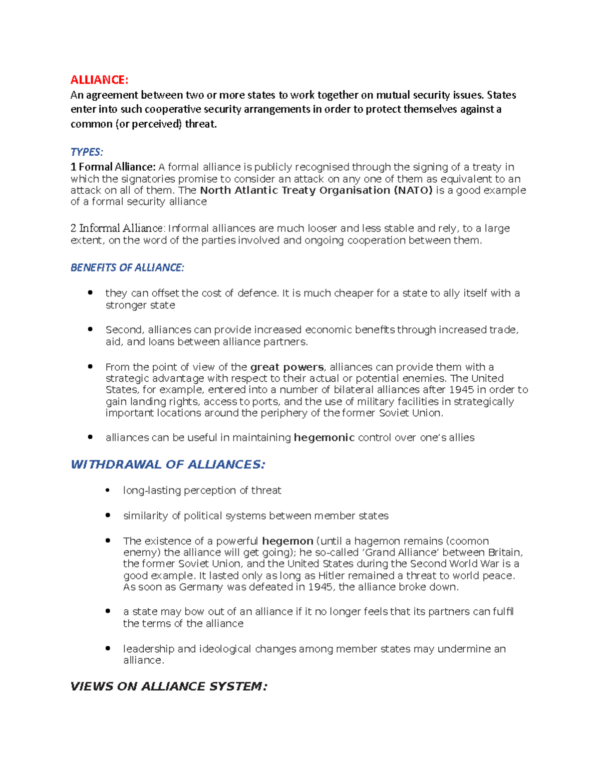 Alliance - ALLIANCE: An agreement between two or more states to work ...