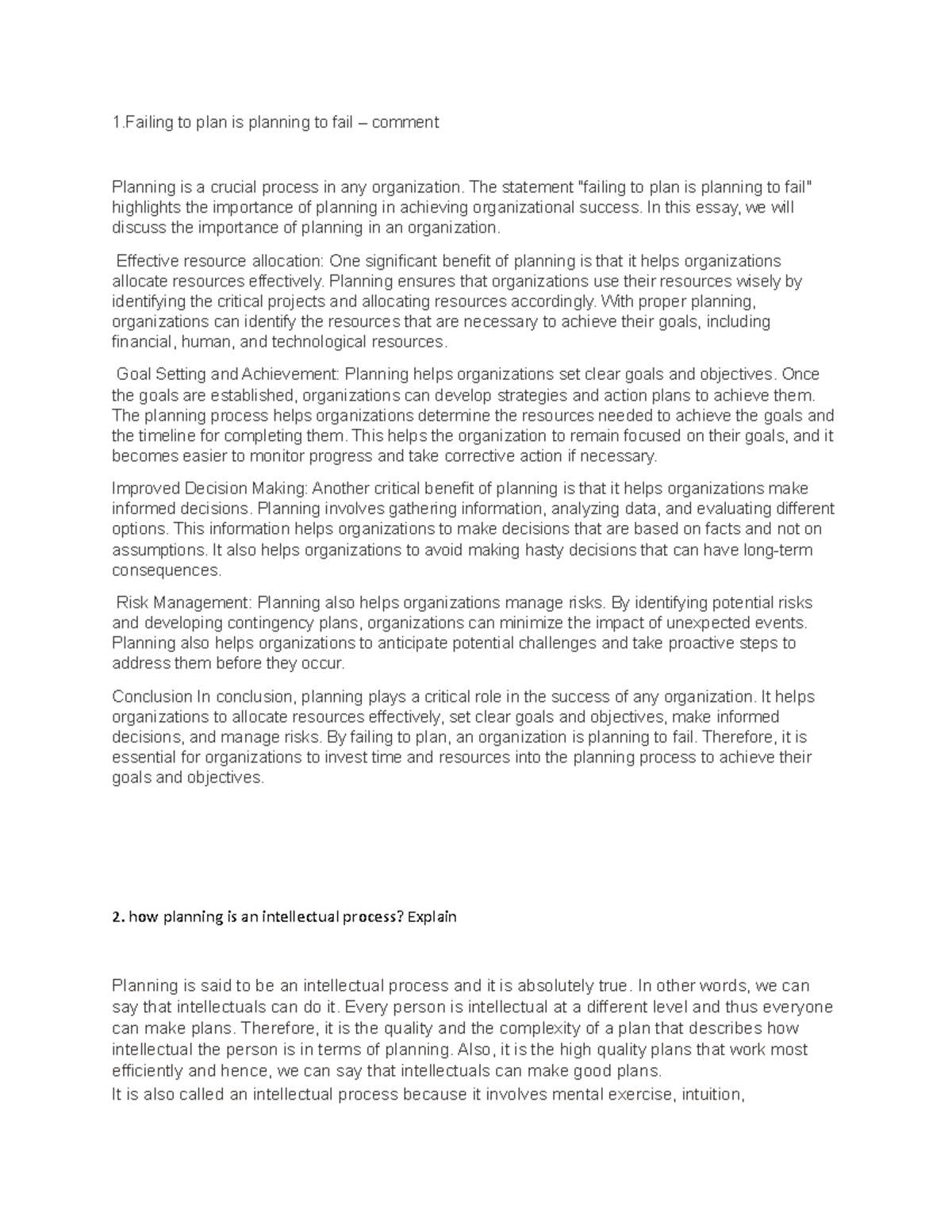 MBP planning - 1 to plan is planning to fail – comment Planning is a ...